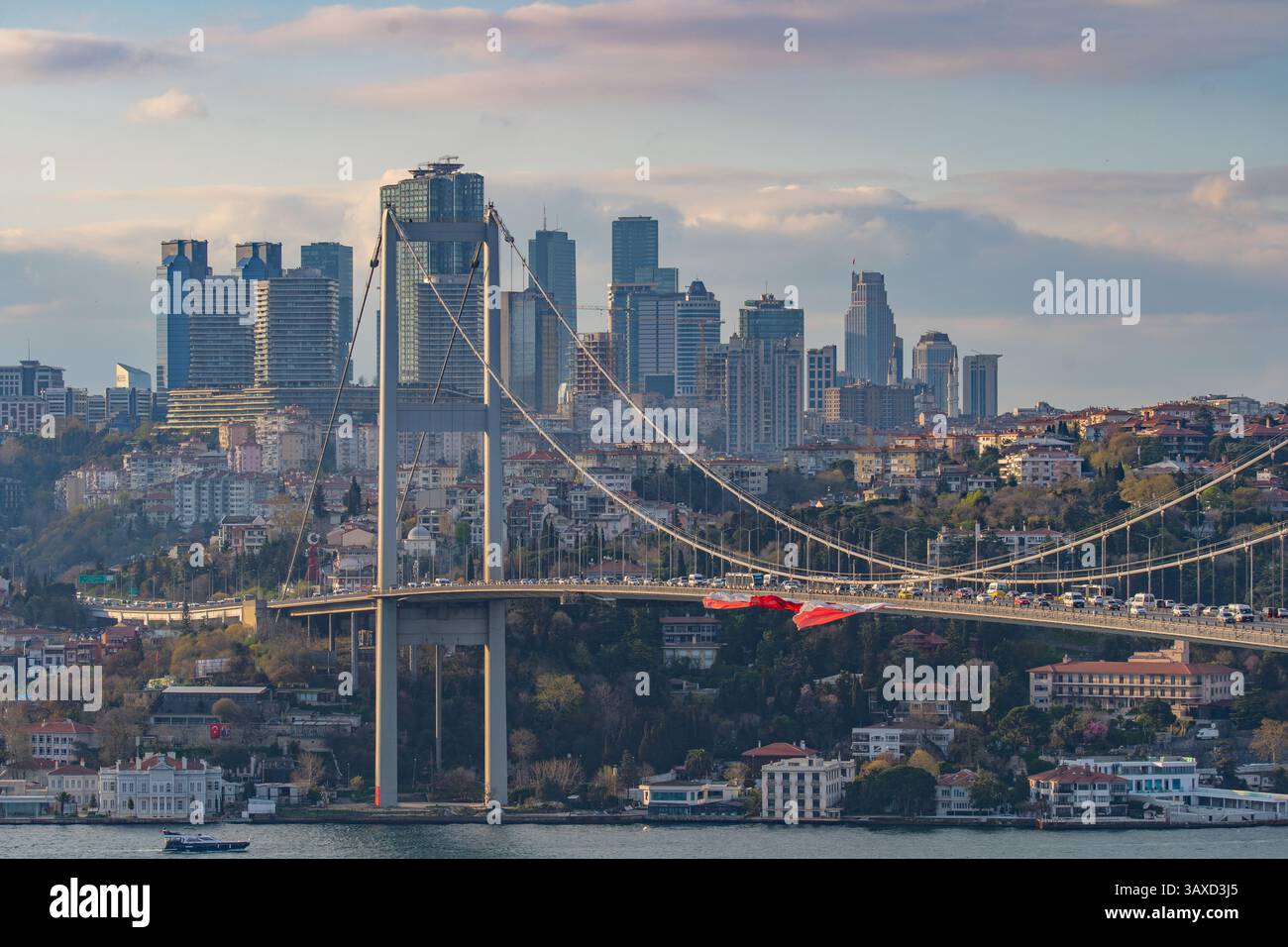 Bosphorus Bridge with Istanbul skyline in the background Stock Photo ...