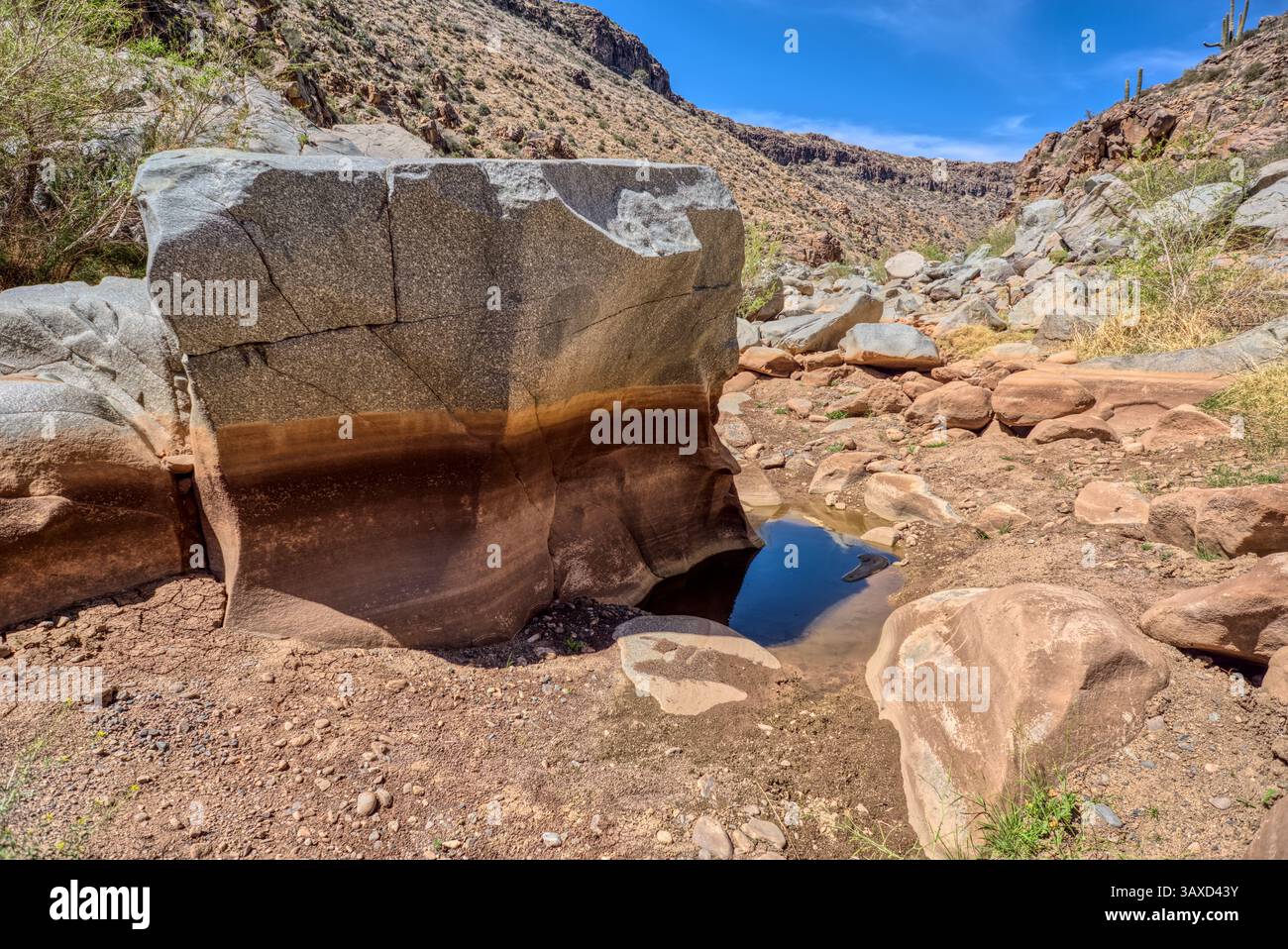 The granite riverbed of the Agua Fria River Canyon in the Agua Fria ...