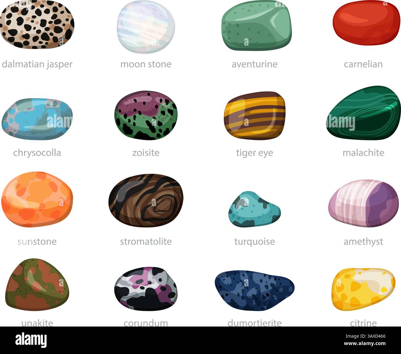 Colorful mineral stones collection, isolated semi precious gemstones ...