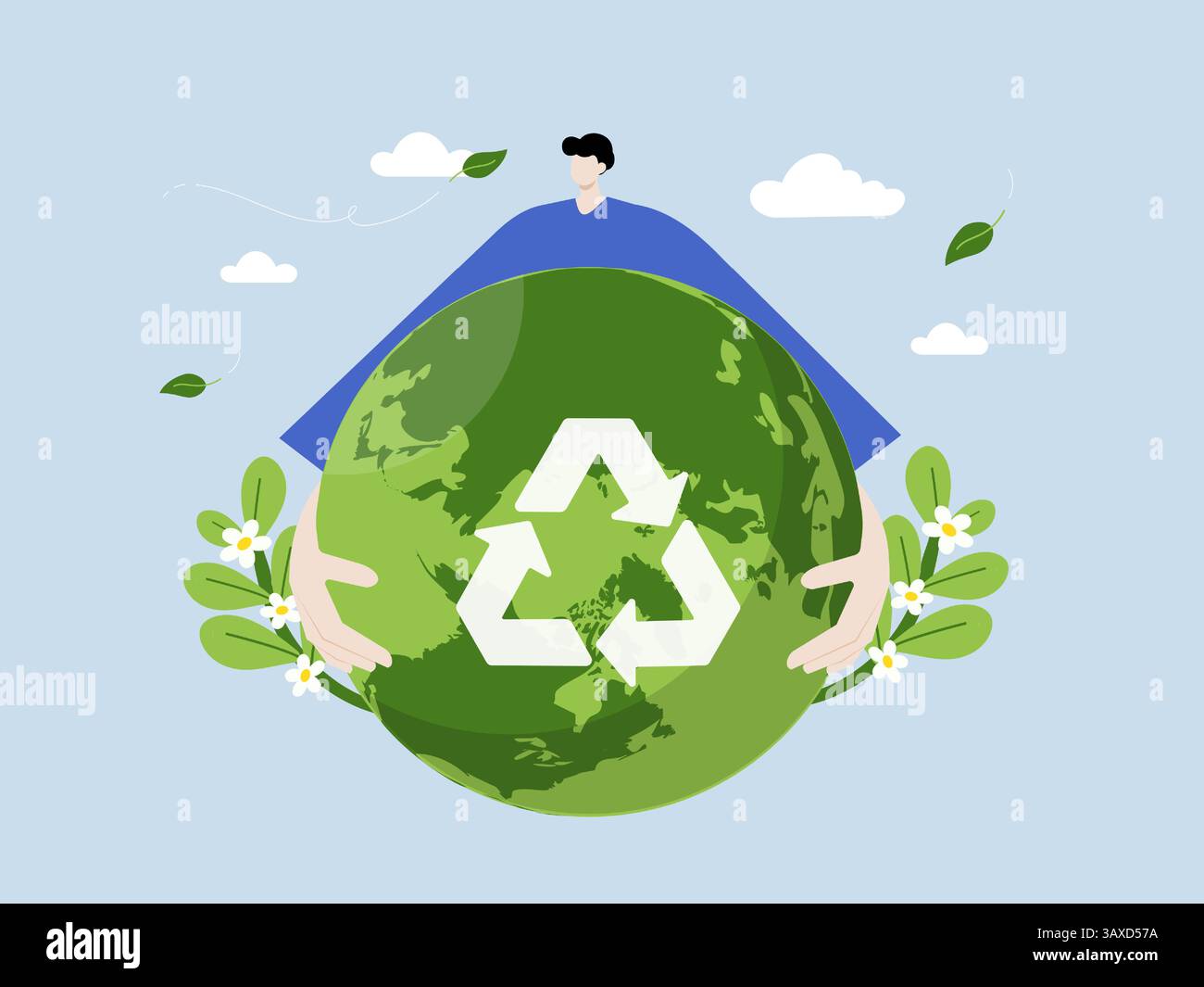 Embracing the earth with care and sustainability efforts, vector ...