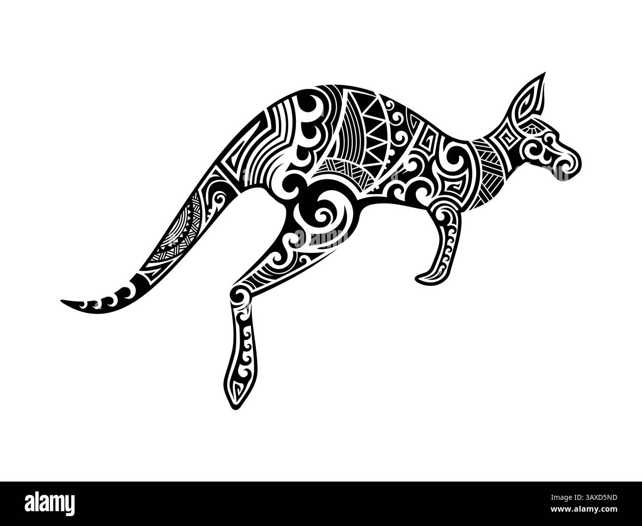 Maori tribal kangaroo animal tattoo. Isolated vector monochrome Samoan ...