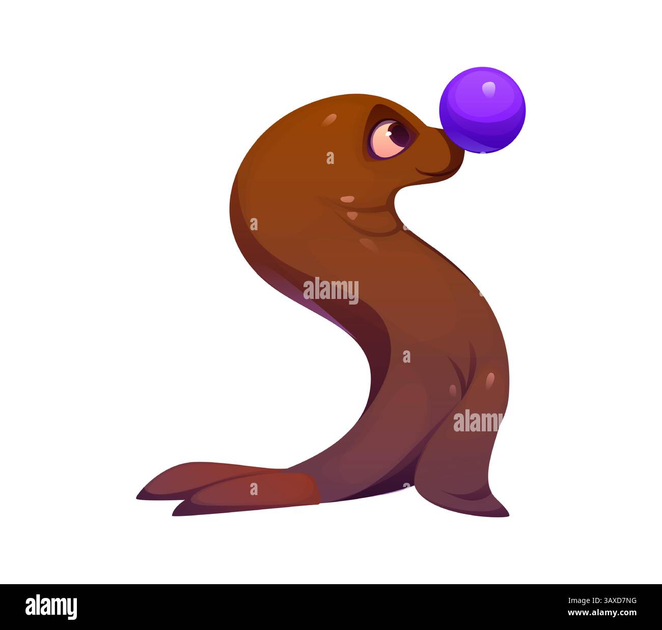 Cartoon circus font number five as a seal with a smooth brown body ...