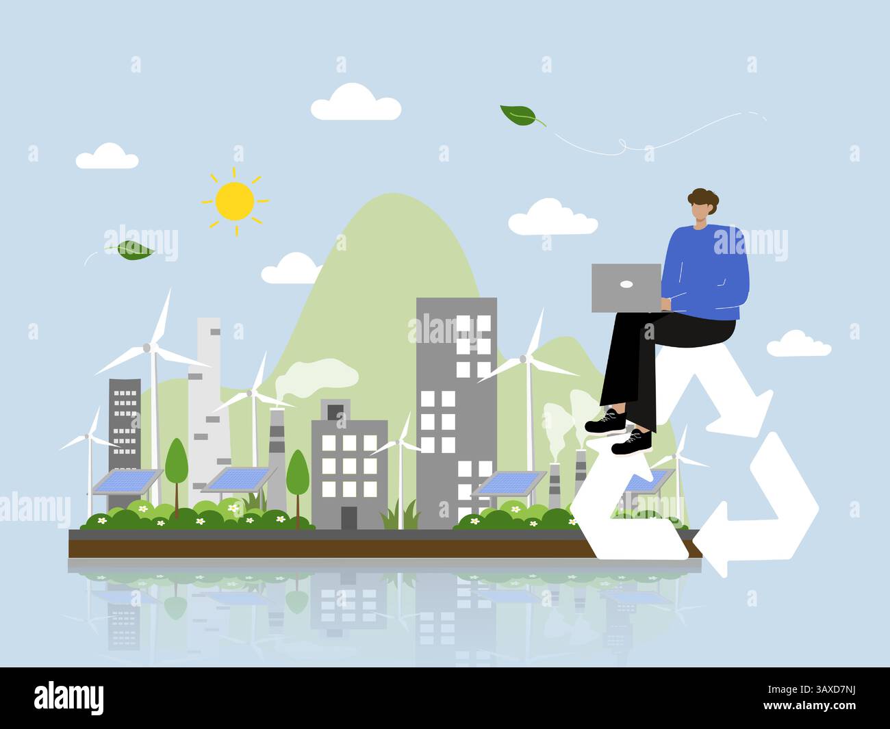 Remote Work and Sustainability Innovative Solutions for a Greener Future, Vector Illustration ...