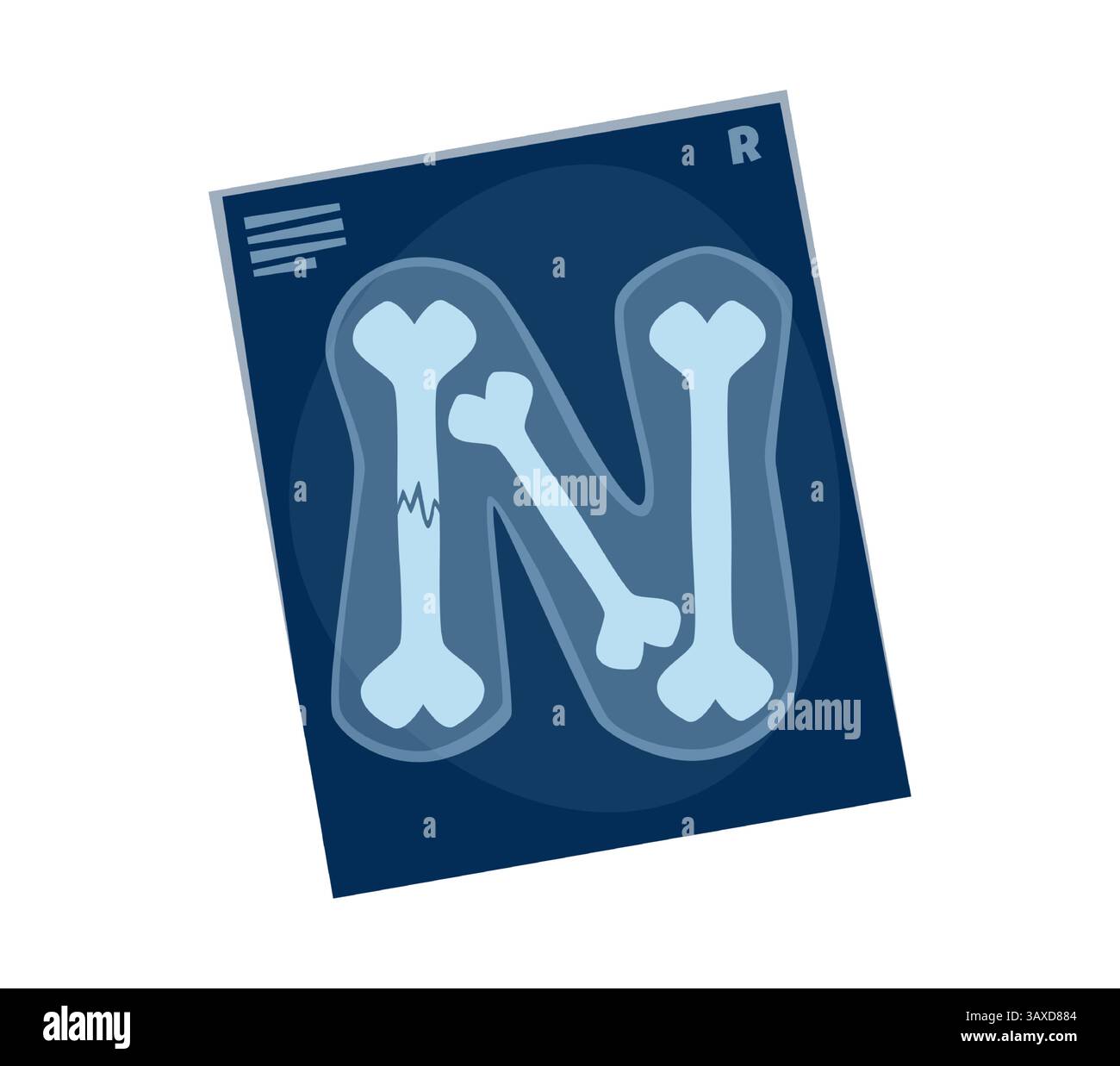 Healthcare cartoon font bones X-ray letter N. Healthcare kids ABC ...