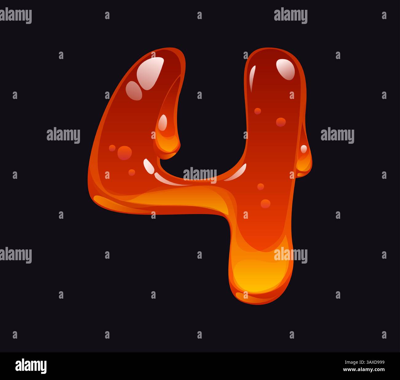 Tasty honey cartoon font digit 4 four. Tasty amber flow alphabet ...