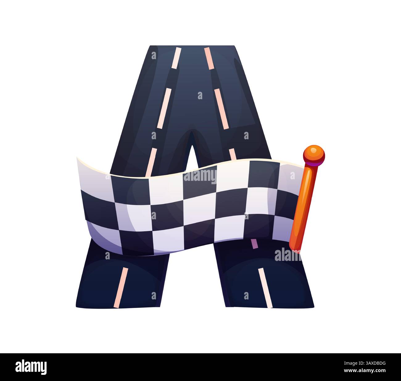 Car racing sport font racing track flag letter A. Car speed competition ...