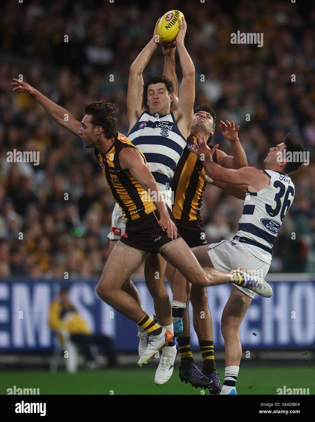 Melbourne, Australia. 21st Apr, 2025. Shannon Neale of the Cats marks ...
