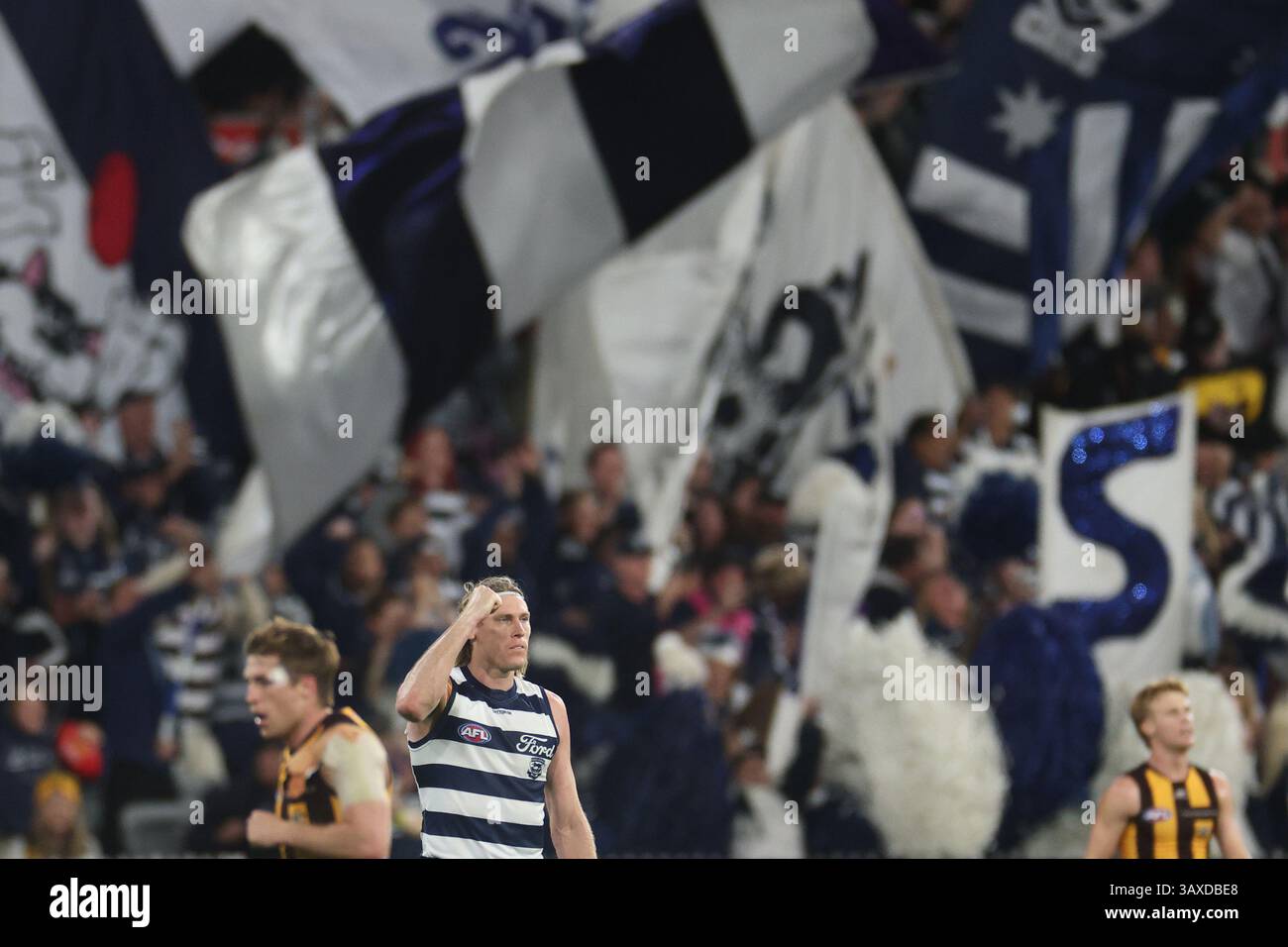 Melbourne, Australia. 21st Apr, 2025. Mark Blicavs of the Cats ...