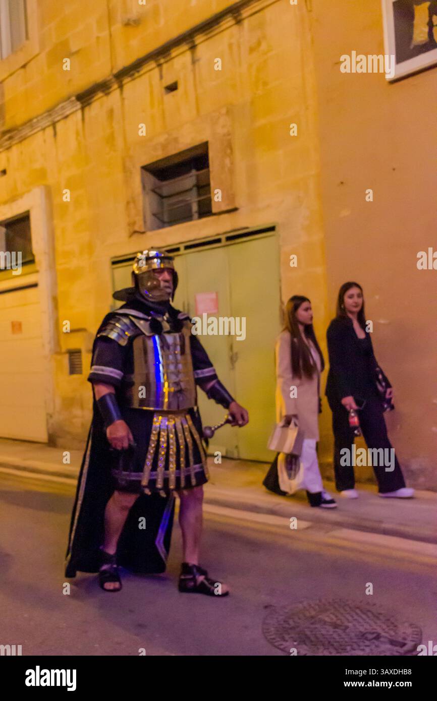 COSPICUA, MALTA - APRIL 18th, 2025 Historical Reenactor In Ornate Roman ...