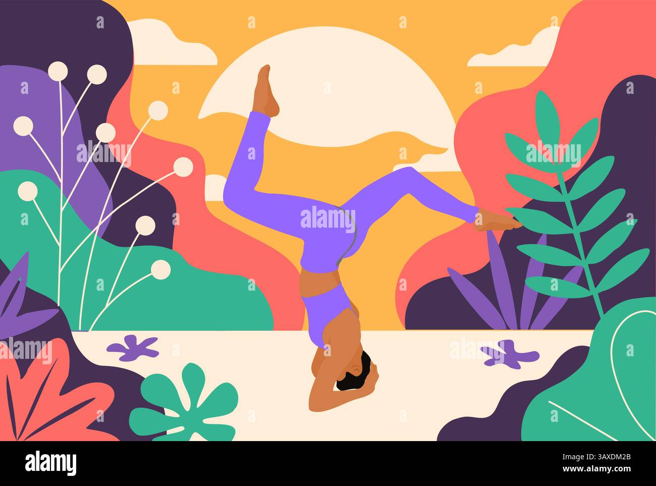 Wellness young woman stretching Stock Vector Images - Alamy