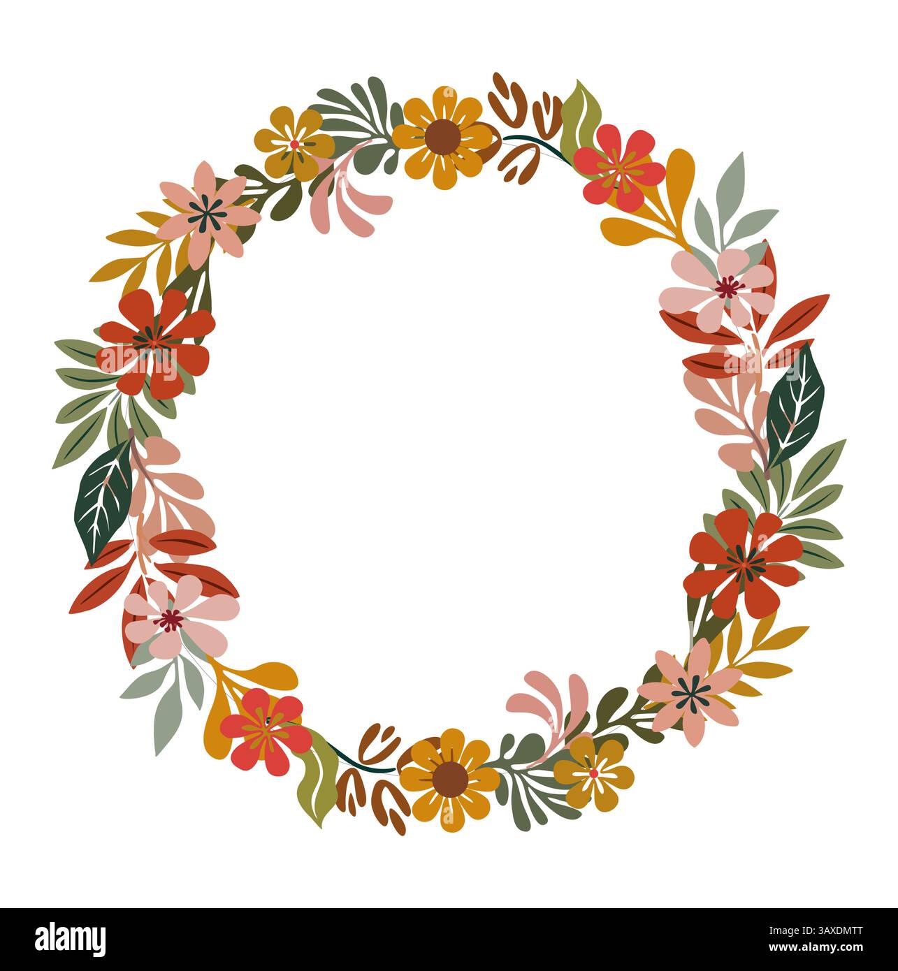 Floral wreath. Flower and leaf circle frame Stock Vector Image & Art ...