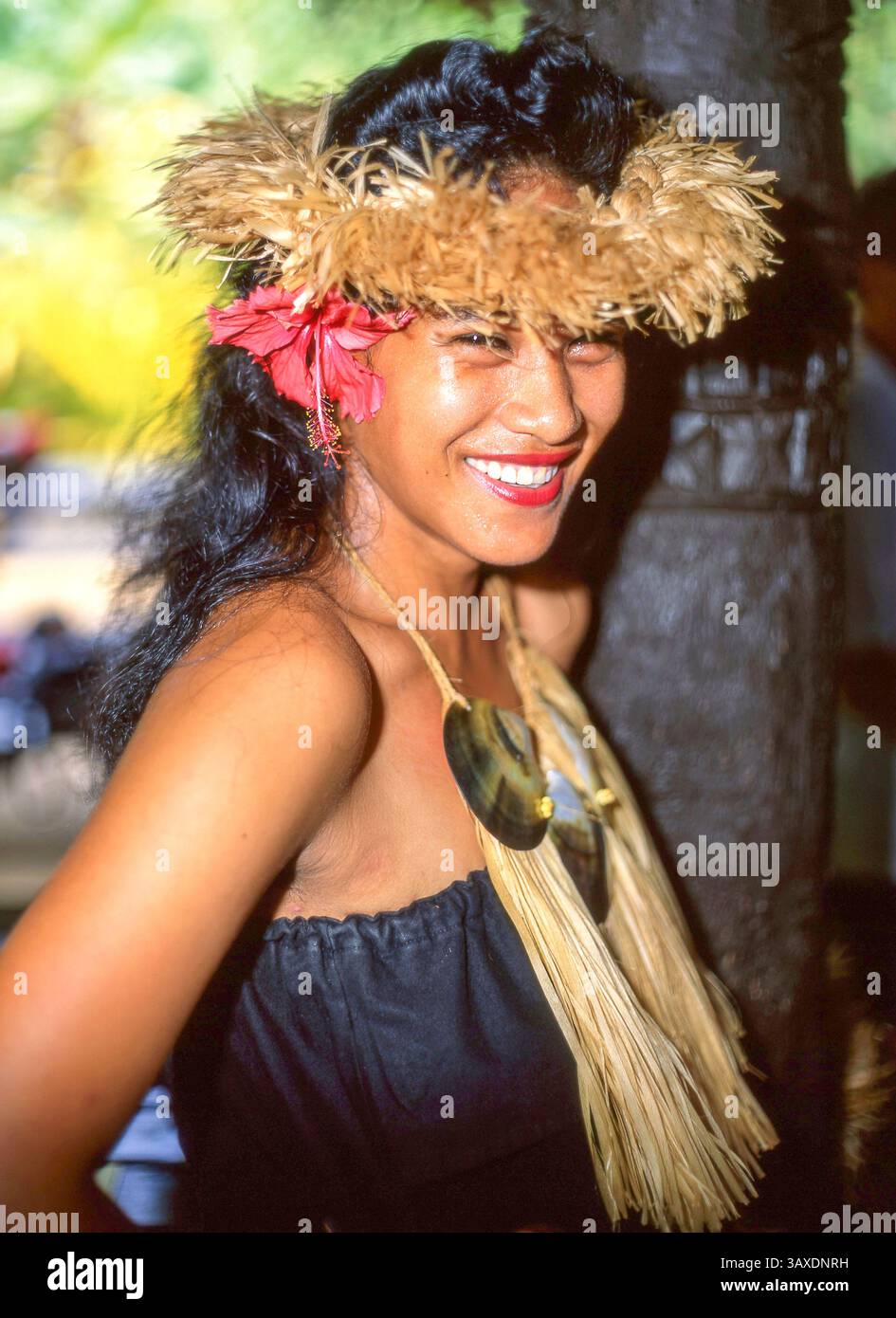 Young Polynesian female dancer, Rarotonga, Cook Islands, South Pacific ...