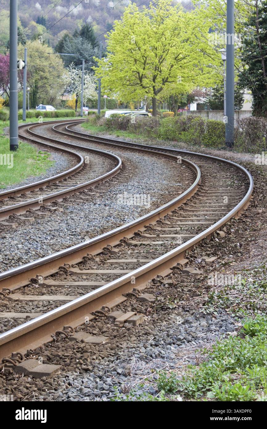 Curved road tram tracks hi-res stock photography and images - Alamy