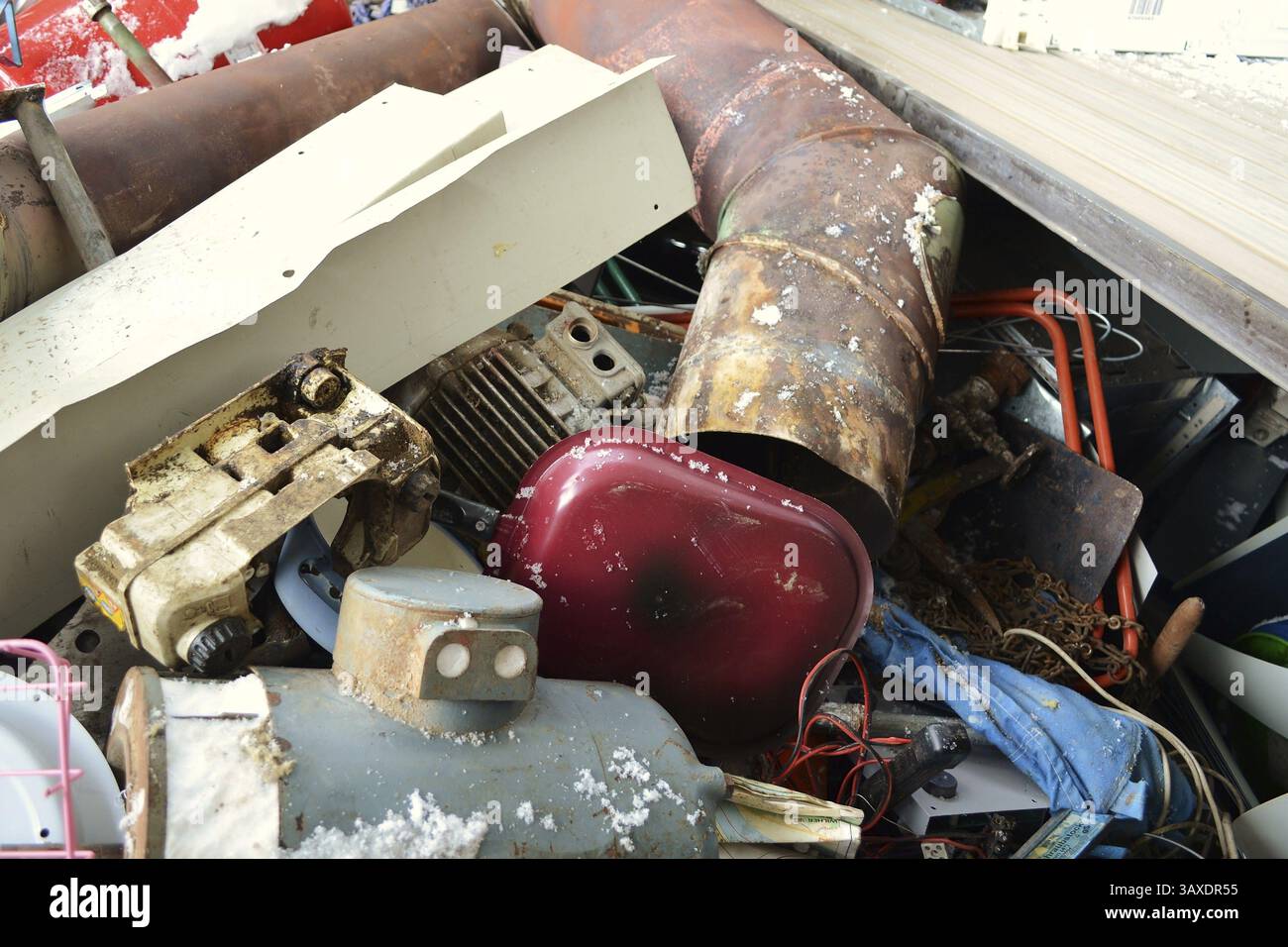 Scrap iron in a large collection container Stock Photo - Alamy