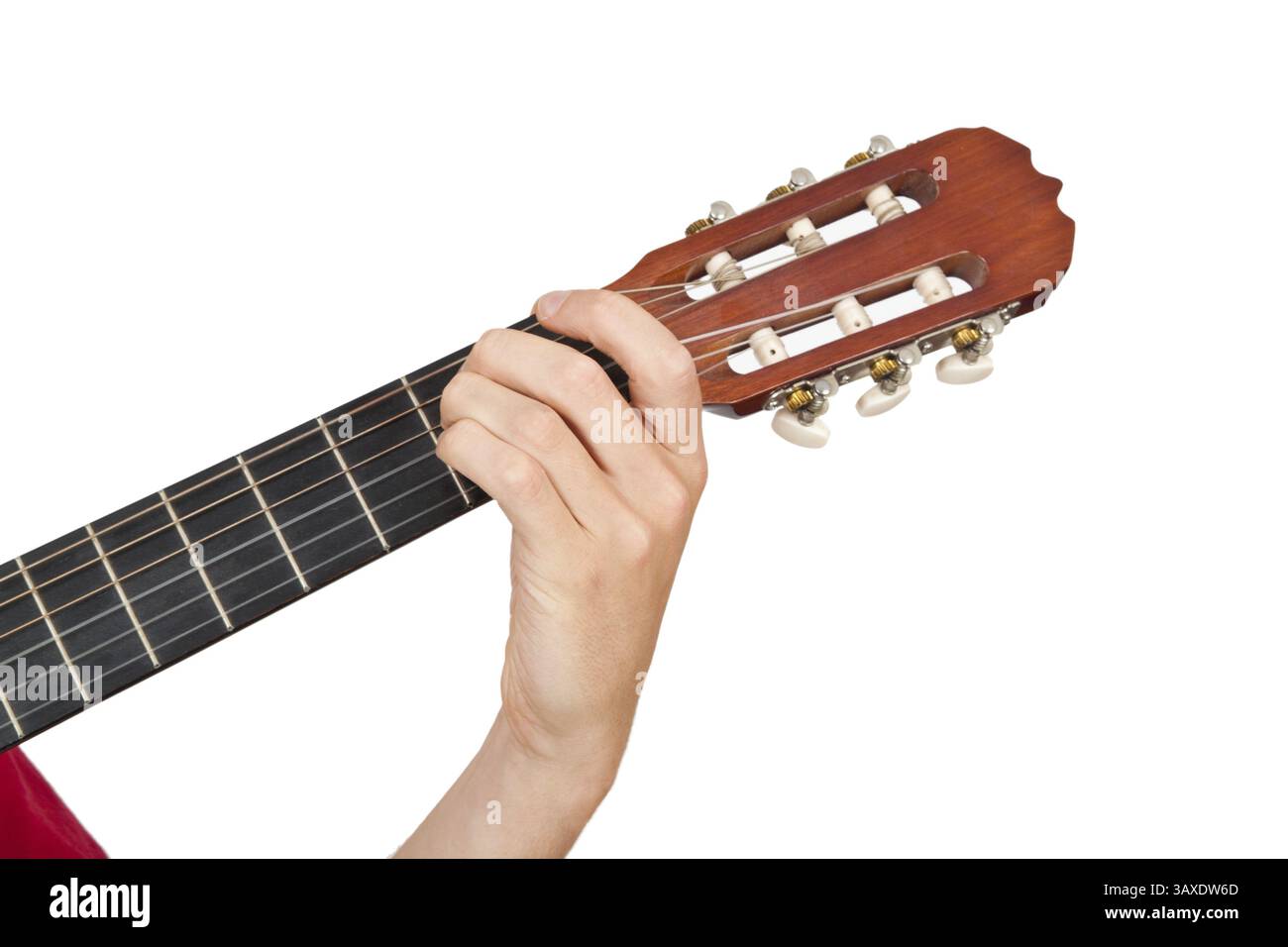 Male hand holding chord on a guitar - optional Stock Photo - Alamy