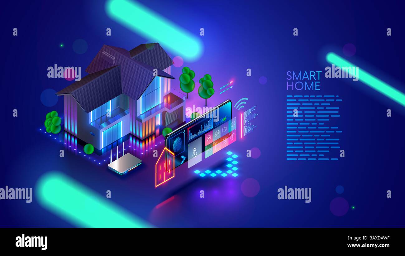 Smart home controlled smartphone. Internet of things technology of home ...