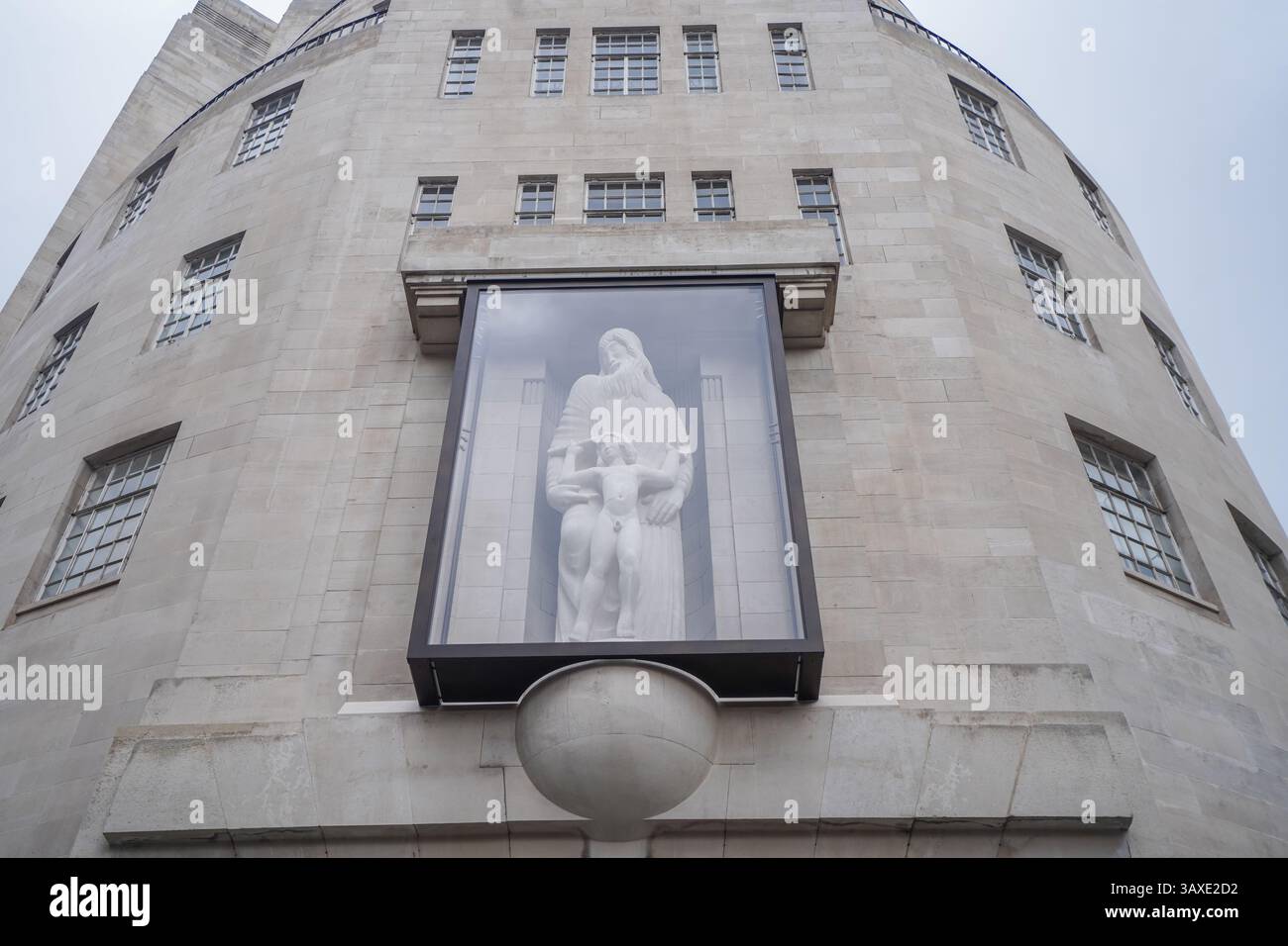 Restored sculpture of Ariel and Prospero behind a screen by Eric Gill ...