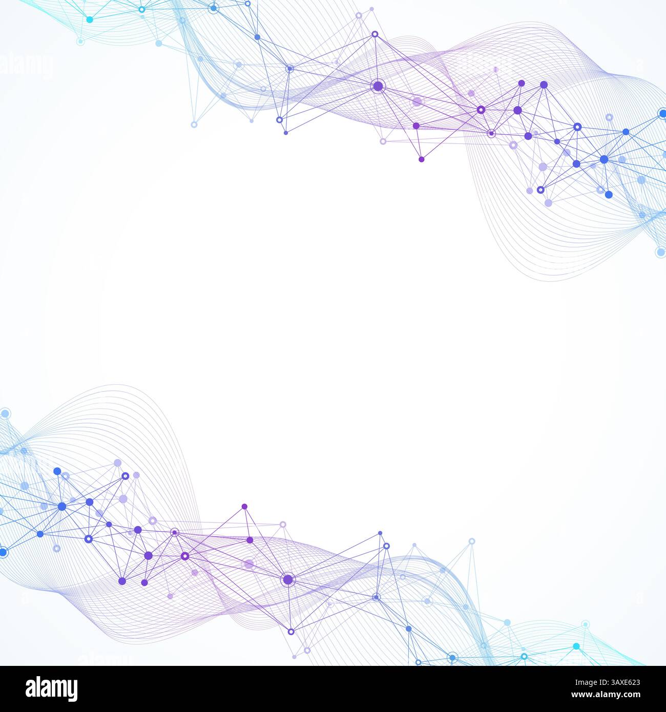 Digits abstract background with connected line and dots, wave flow. Digital neural networks ...