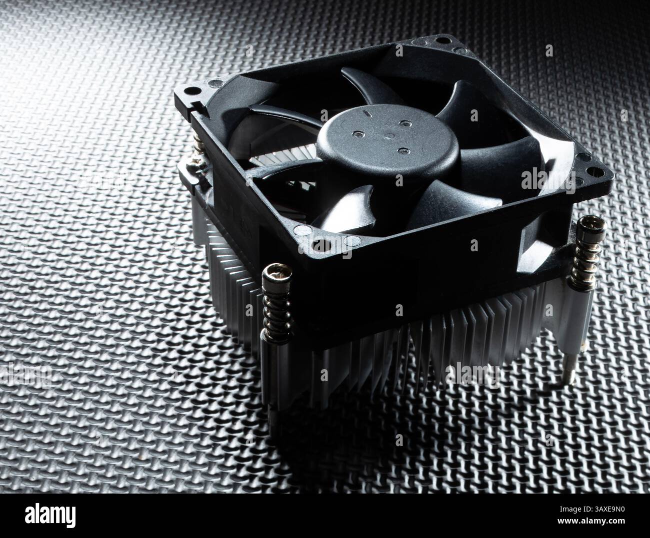 Cooling fan and metal heat sink for a computer CPU ready to be ...