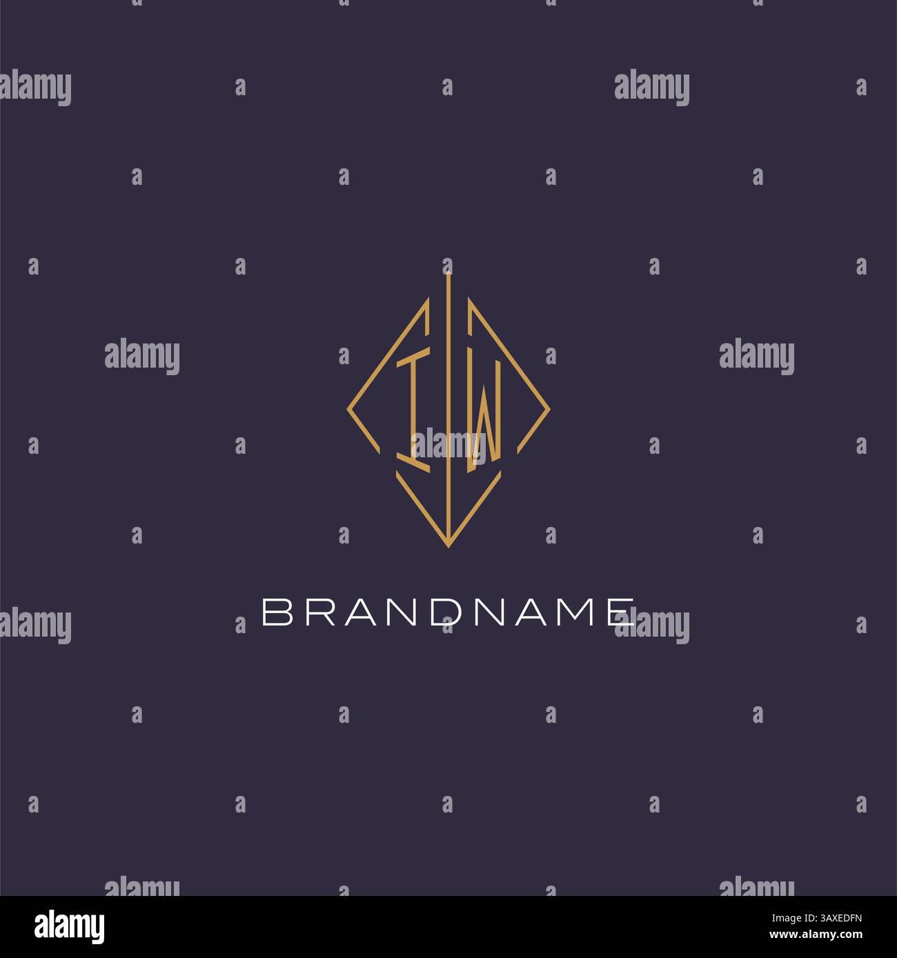 Initial letter IW logo monogram with diamond rhombus style design ideas ...