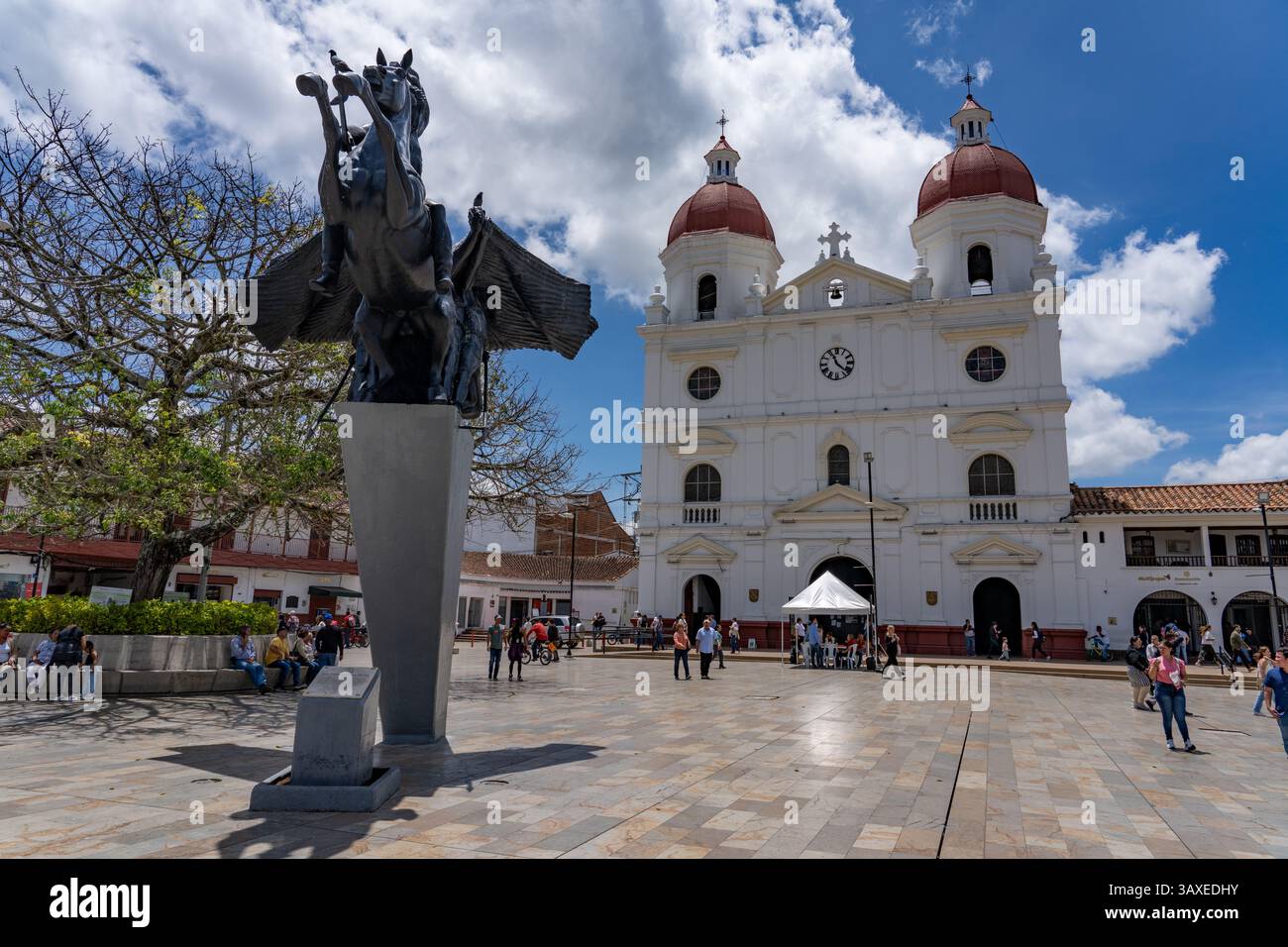 The Main Square of Rionegro, Colombia, with a bronze statue of General ...
