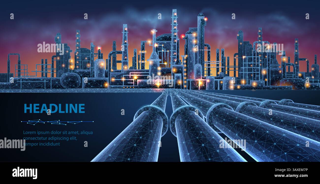 Oil factory. Gas pipeline, crude oil, power industry Stock Vector Image ...