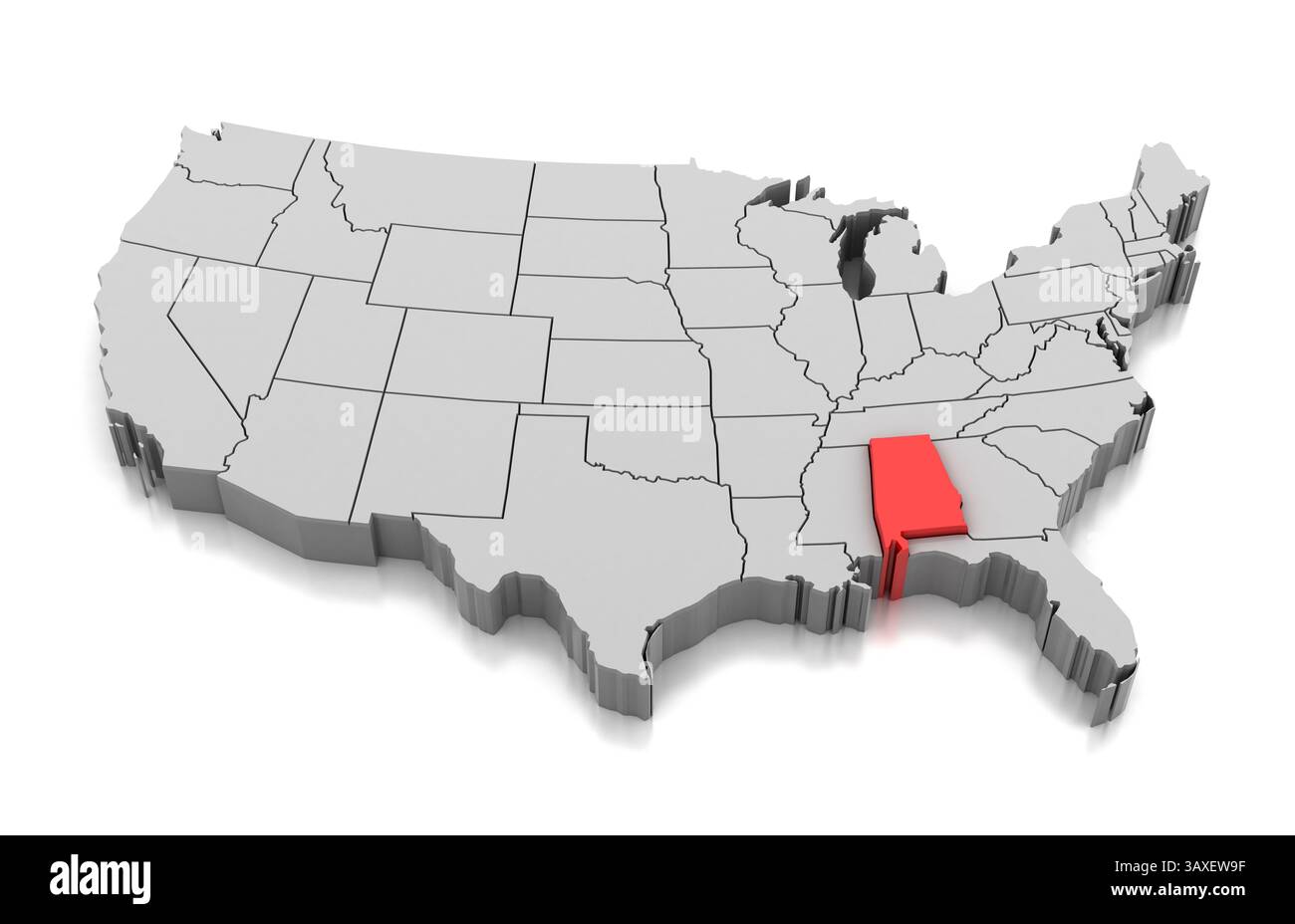Map of Alabama state isolated on white Stock Photo - Alamy