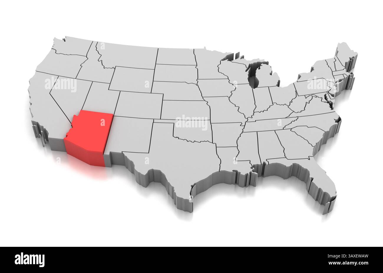 Map of Arizona state, USA isolated on white Stock Photo - Alamy