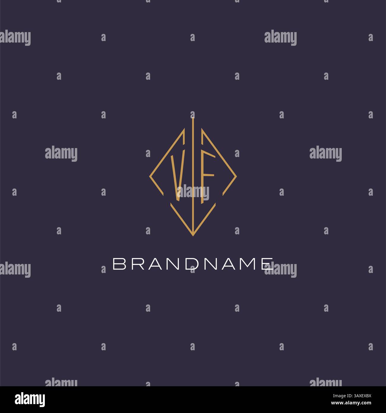 Initial letter VF logo monogram with diamond rhombus style design ideas ...