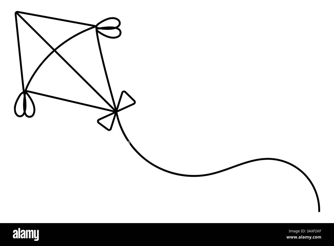 Continuous one line drawing of kite outline vector illustration Stock ...