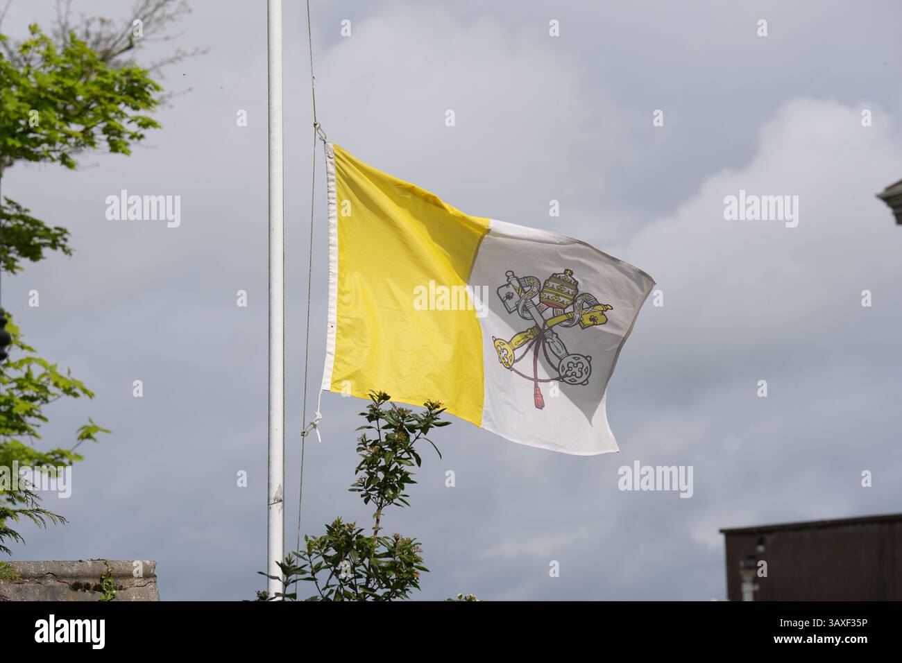 A flag flies at half-mast outside St Patrick's Cathedral in Armagh ...