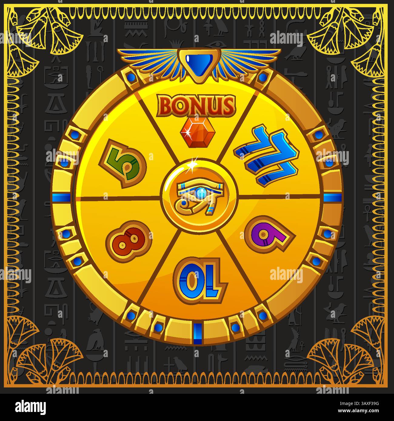 Wheel of fortune in Egyptian style for UI game, Slots and casino screen ...