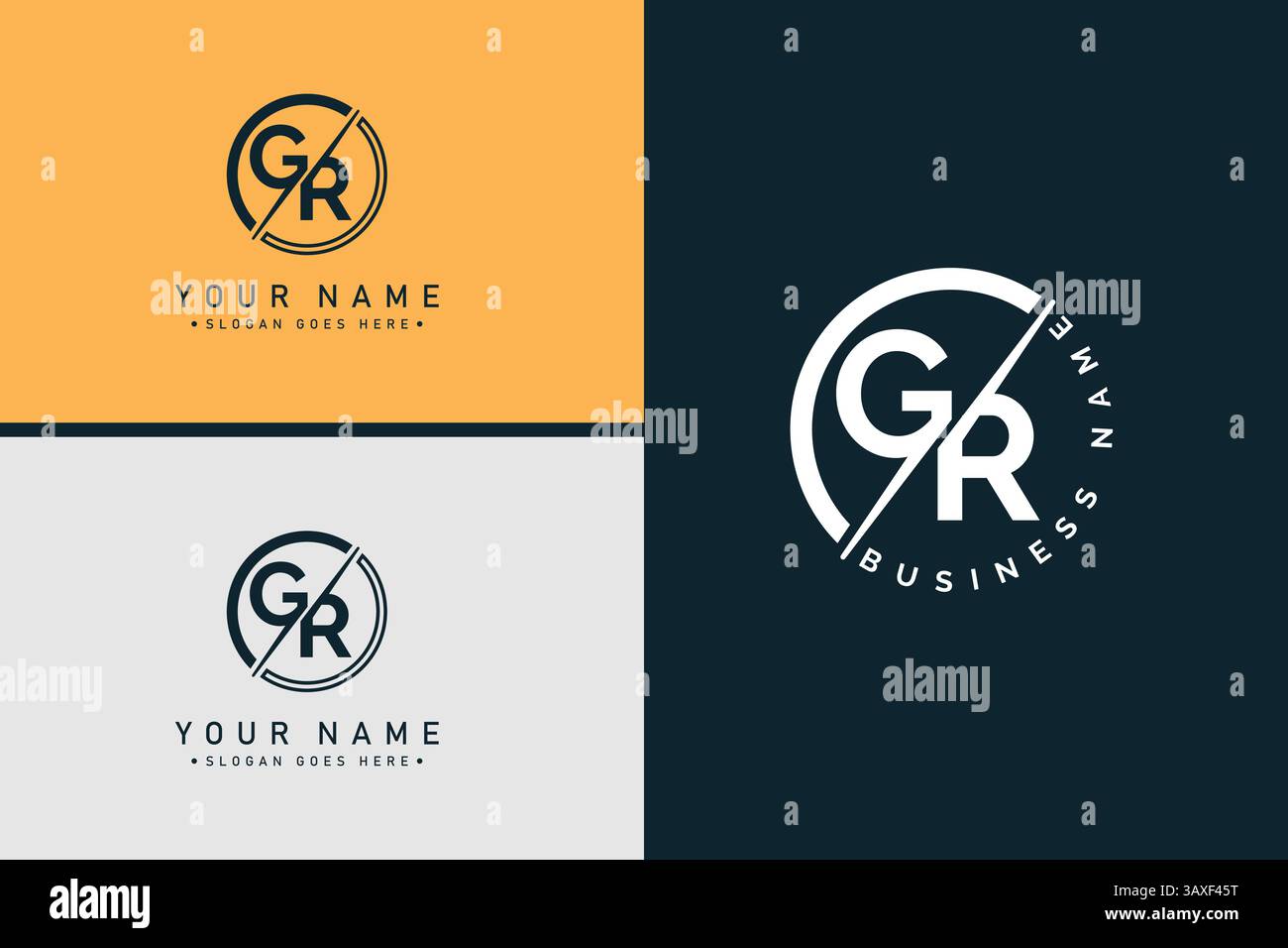 Abstract Letter GR Logo - Initial Monogram Template for Alphabet G and ...