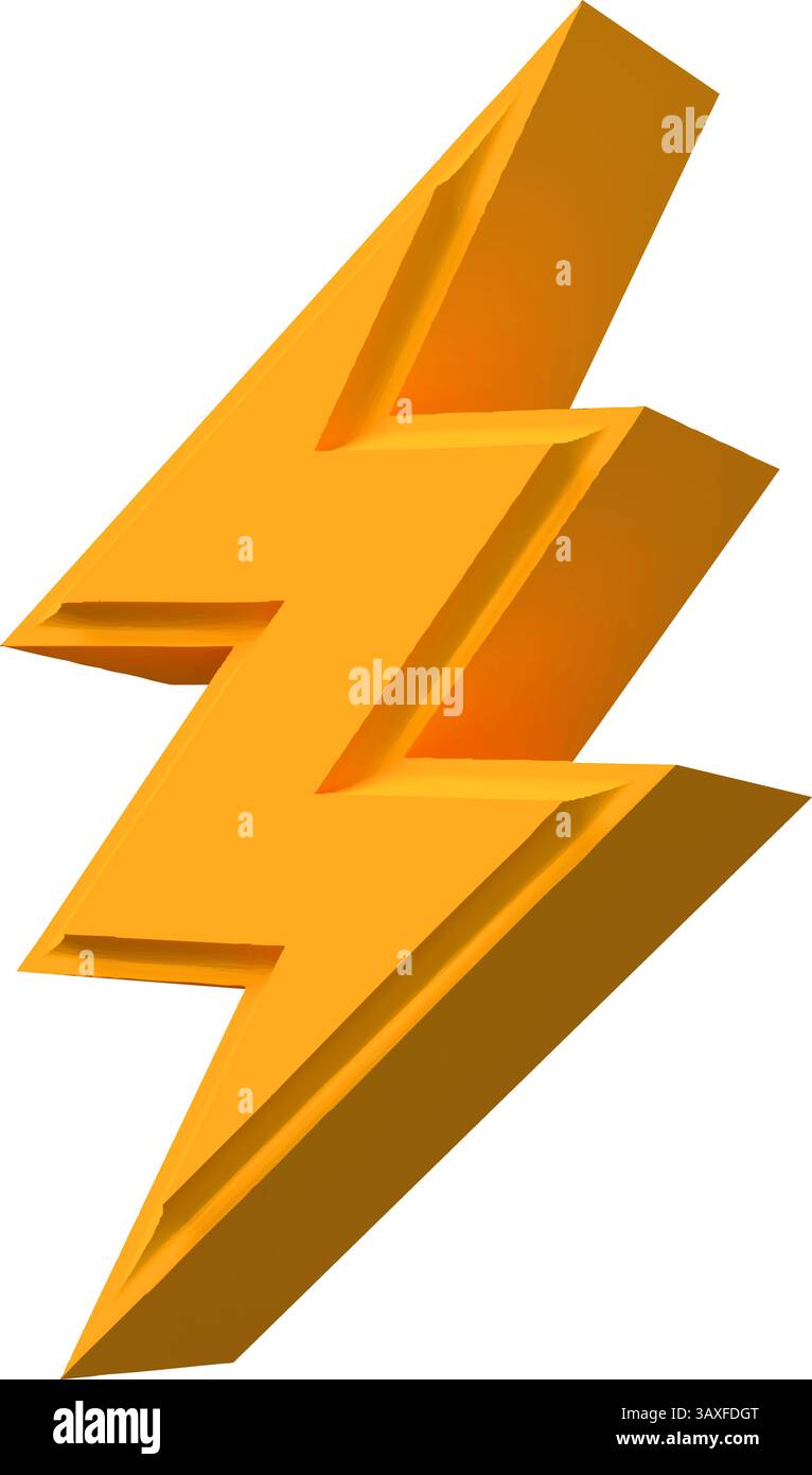 bolt lighting thunder. 3d lightning symbol isolated on white background ...