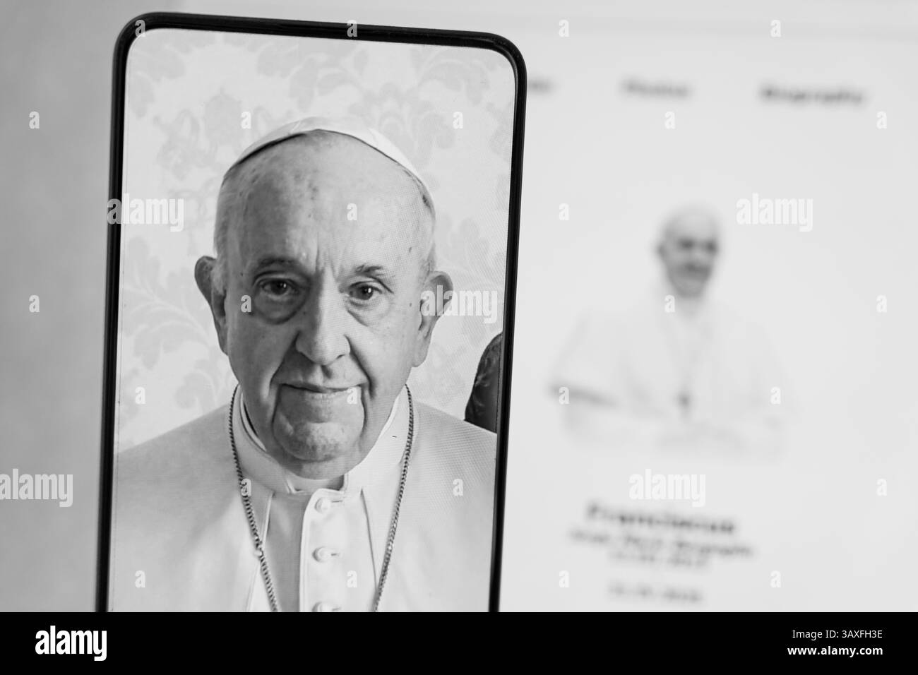 The portrait of Vatican leader Pope Francis. The death of the head of ...