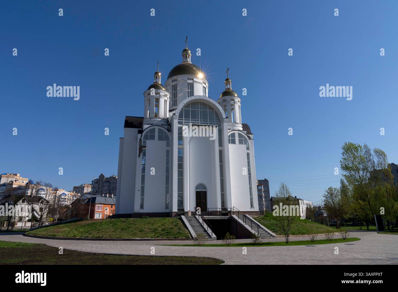 Bucha, Ukraine. 21st Apr, 2025. People attend the Easter Monday ...