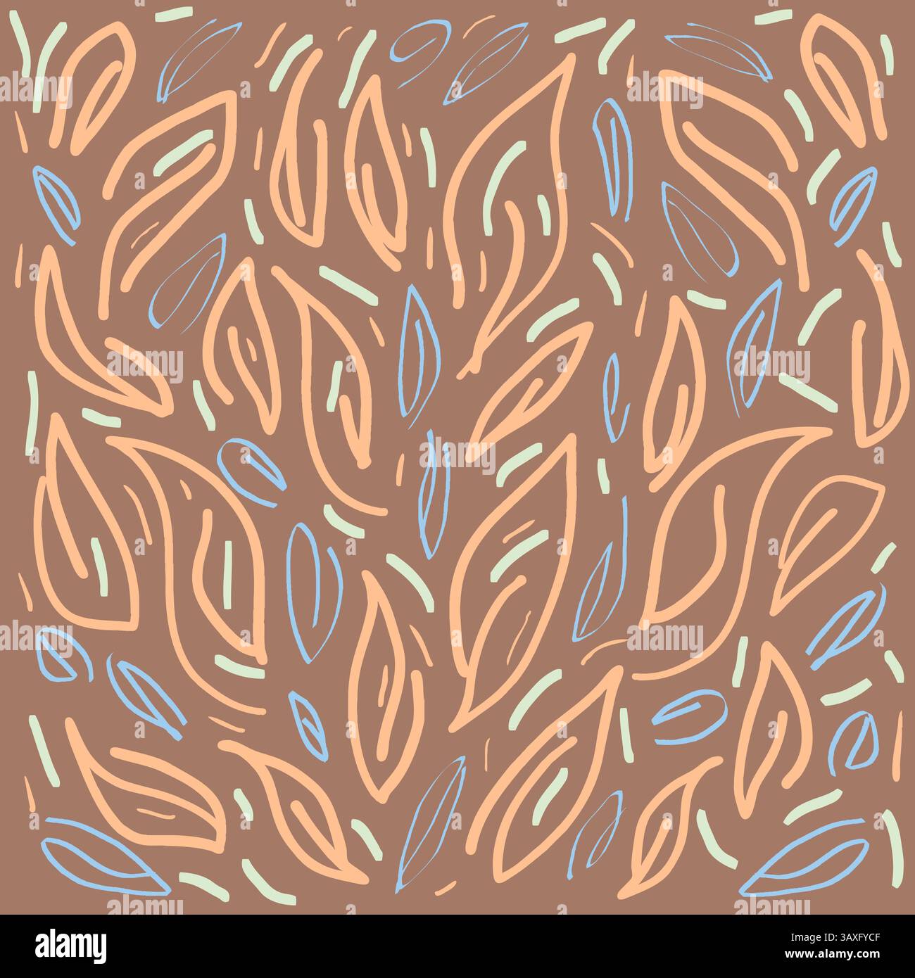 Foliage Leaves Pattern - Pastel Colors on Mocha Mousse Background ...