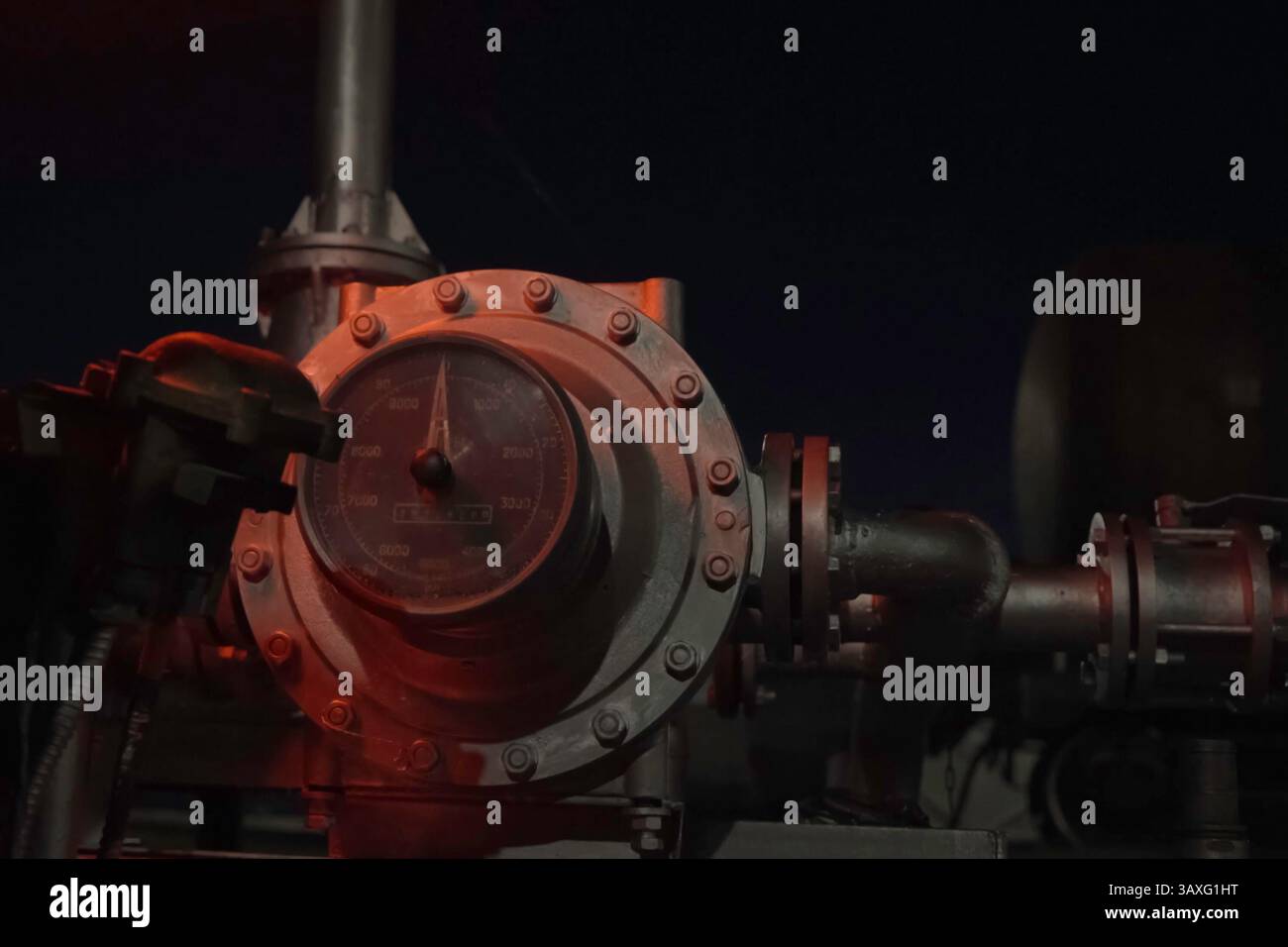 Built-in pressure gauge on the pipeline system. Measuring pressure with ...