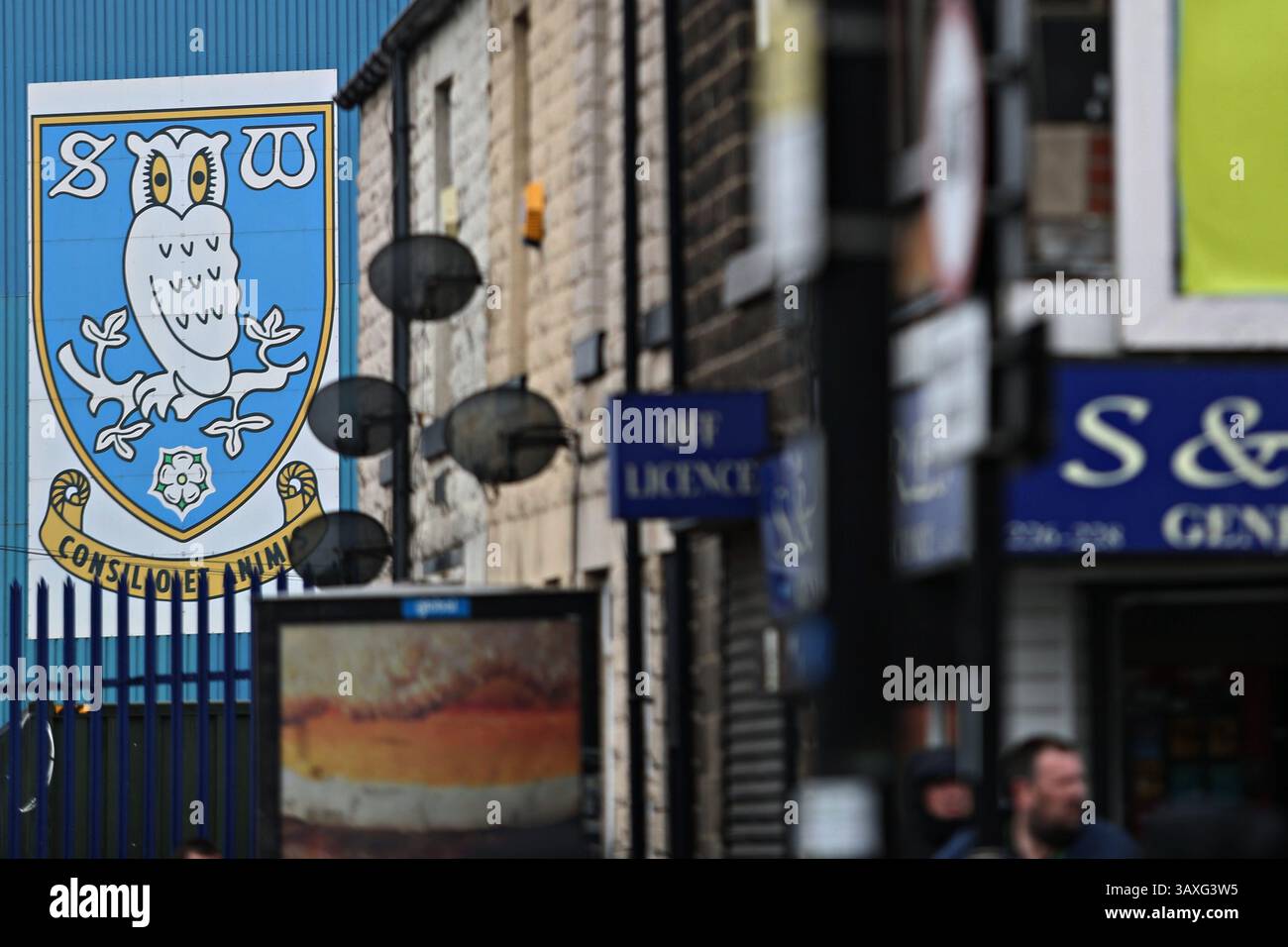 The Sheffield Wednesday badge outside Hillsborough before the Sky Bet ...