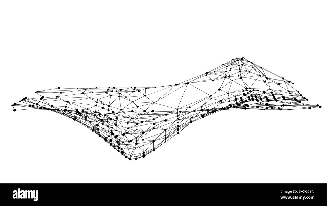 Abstract plexus 3d wave. Dots connected by lines. Minimalist mesh ...