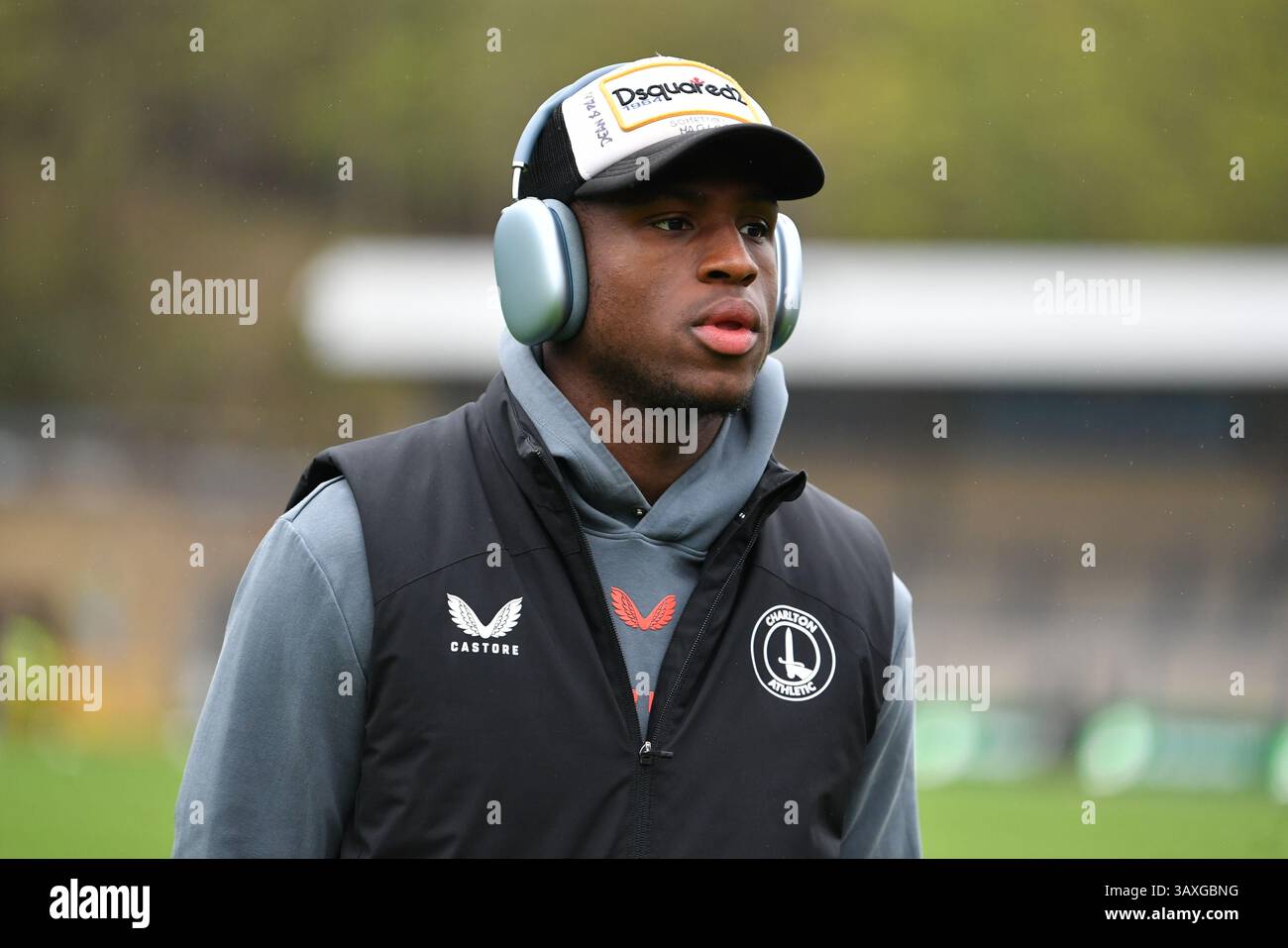 Wycombe, England. 21st Apr 2025. Thierry Small before the Sky Bet EFL ...
