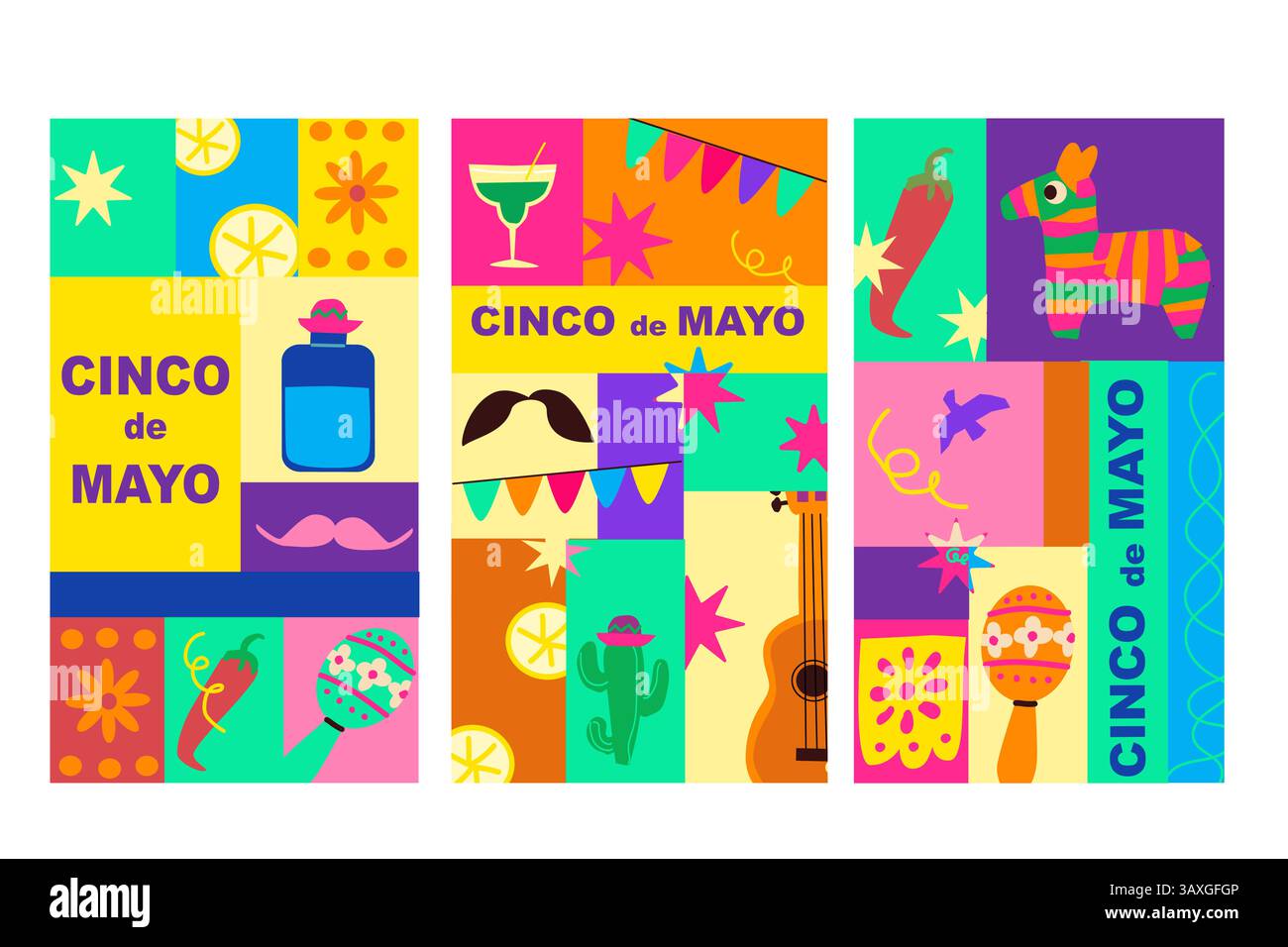 Colorful cinco de mayo celebration with iconic mexican symbols and ...