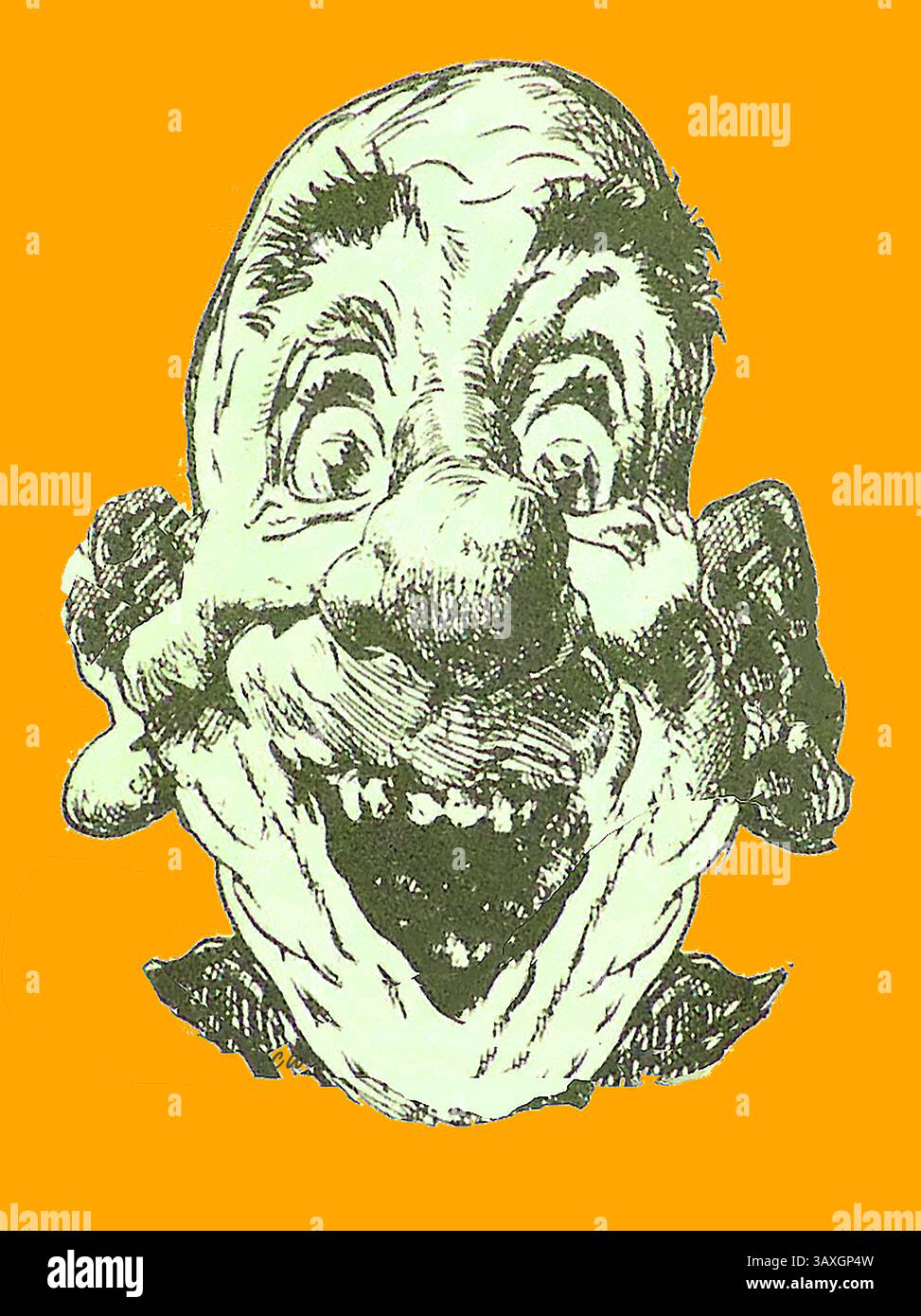 An early cartoon image of the head of an ugly clown/ old man Stock ...