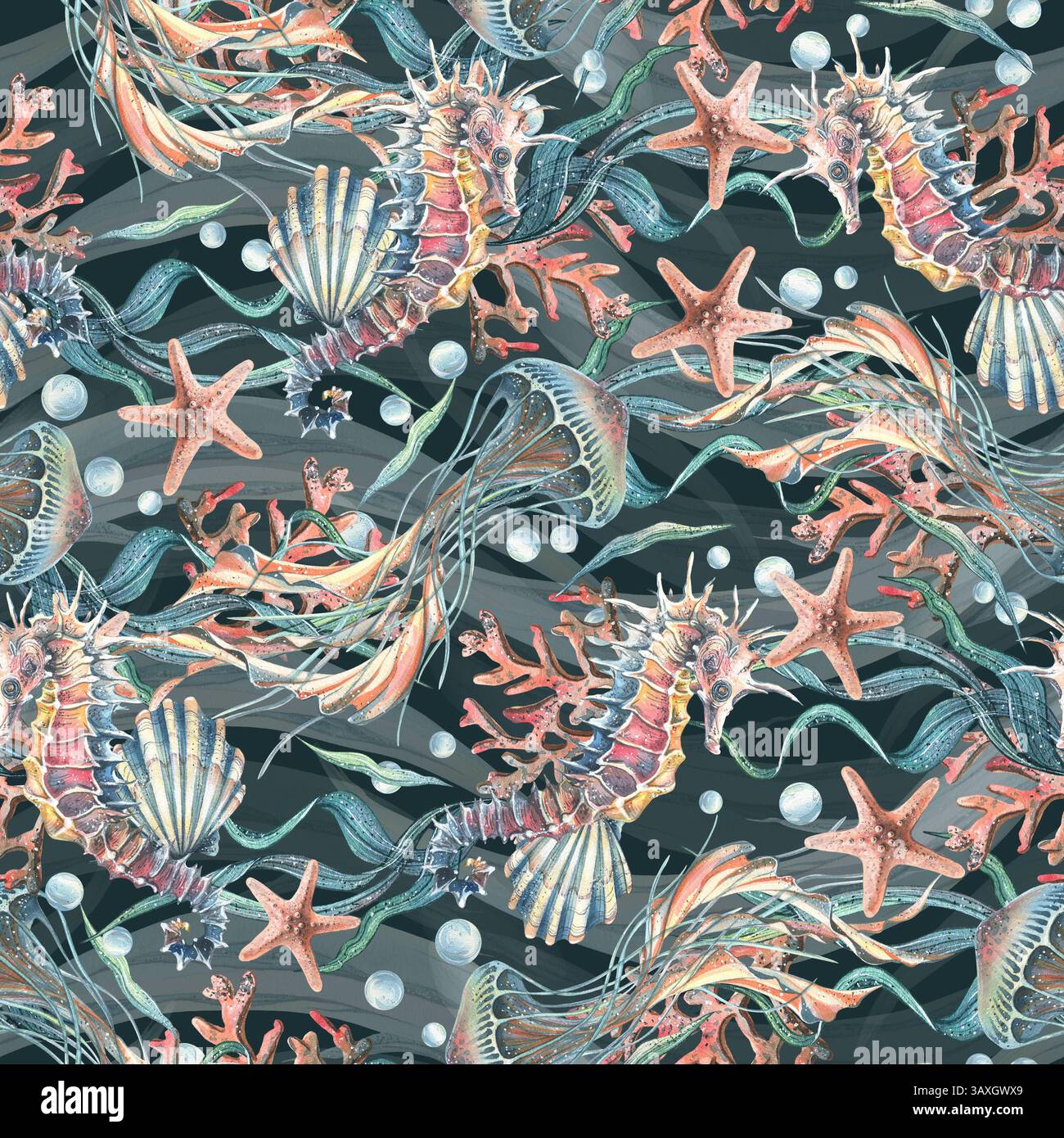 Jellyfish, seahorse, seashells, seaweed, starfish, corals, sea sponges ...