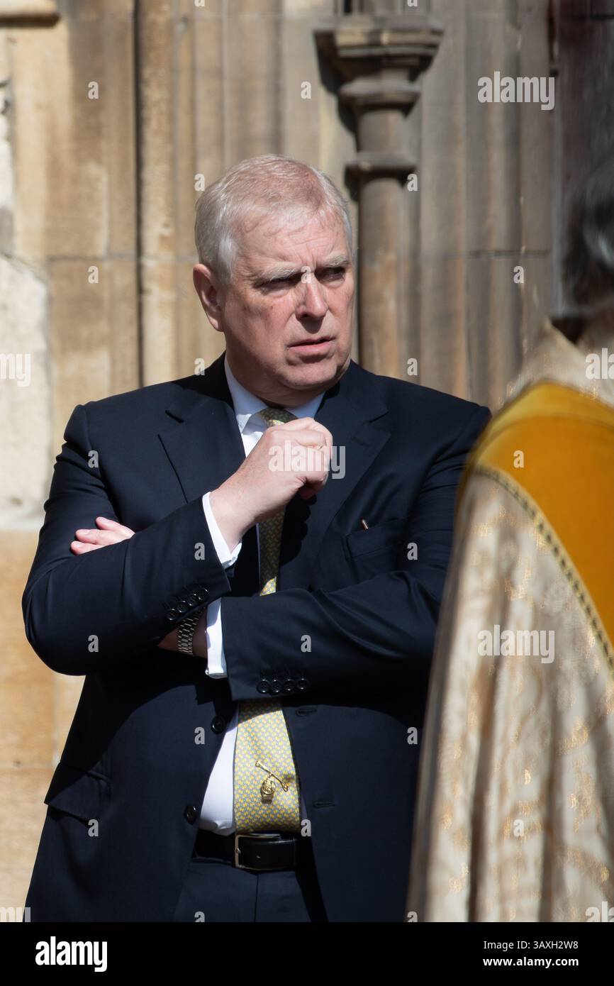 Windsor, UK. 21st April, 2025. Andrew, The Duke of York outside St ...