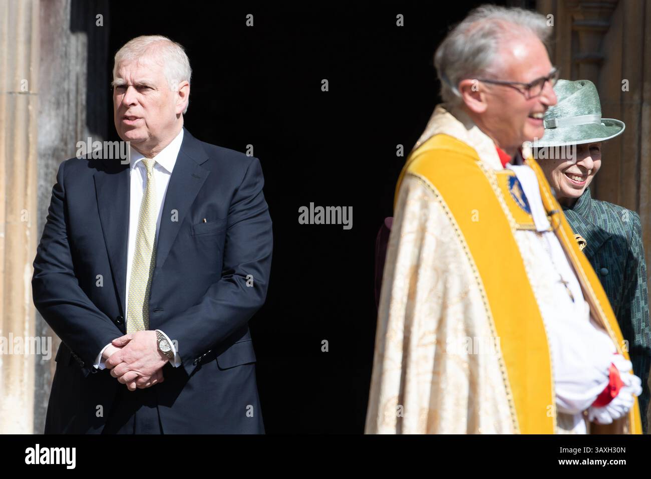 Windsor, UK. 21st April, 2025. Andrew, The Duke of York (L) outside St ...
