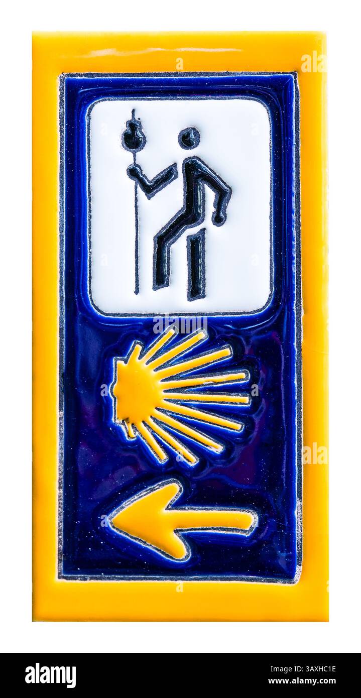 Yellow arrow, sign for pilgrims on the Camino de Santiago in Spain, Way ...