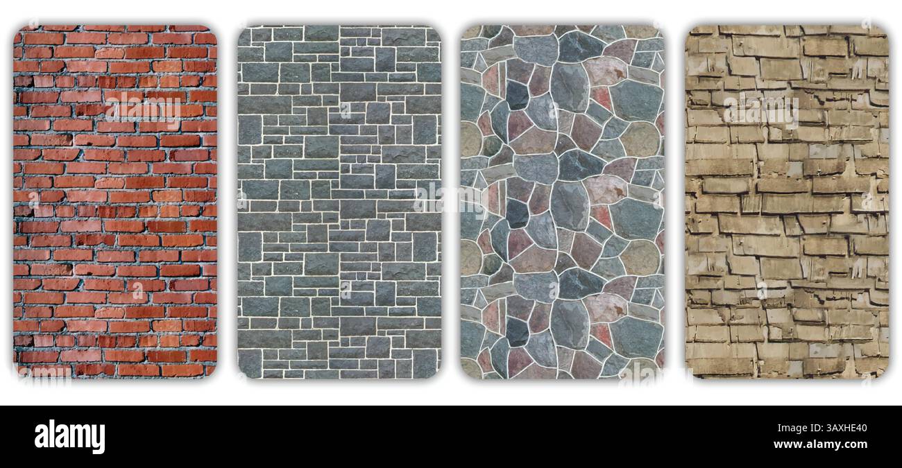 Different Types of Wall Textures: Brick, Stone, Mosaic, Wood Stock ...