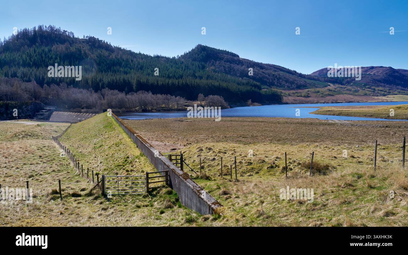 Low water levels in reservoir behind the Spey Dam Stock Photo - Alamy