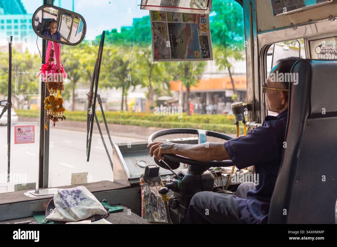 Bangkok, Thailand - May 3, 2016 : Unidentified bus driver drives bus in ...
